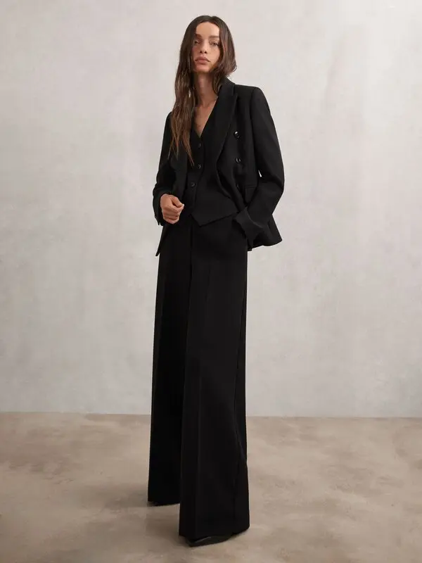 REISS Double-breasted Suit Blazer - Black