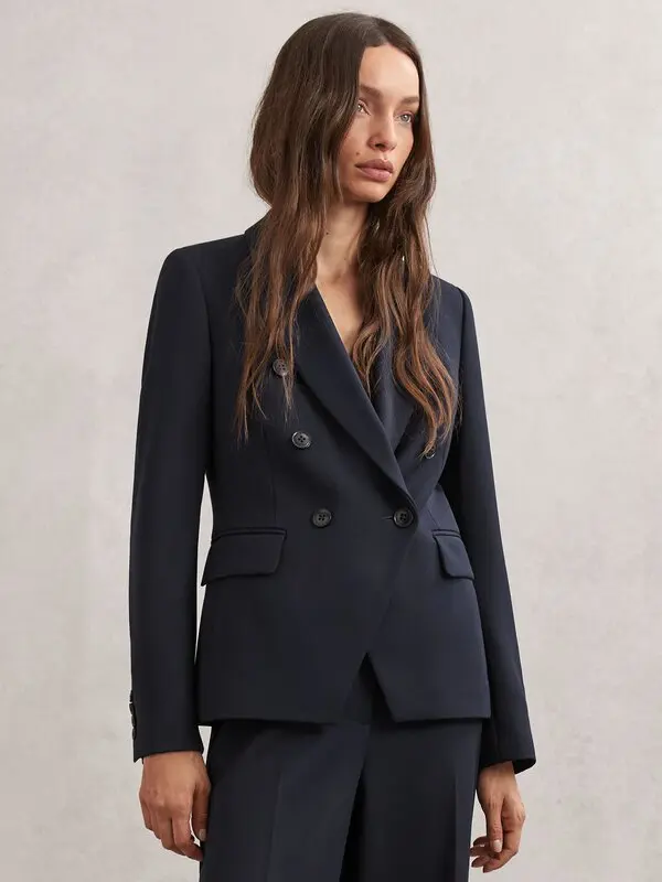 REISS Double-breasted Suit Blazer - Navy
