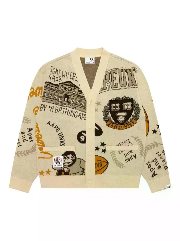 AAPE BY *A BATHING APE Graphic-print Buttoned Cardigan