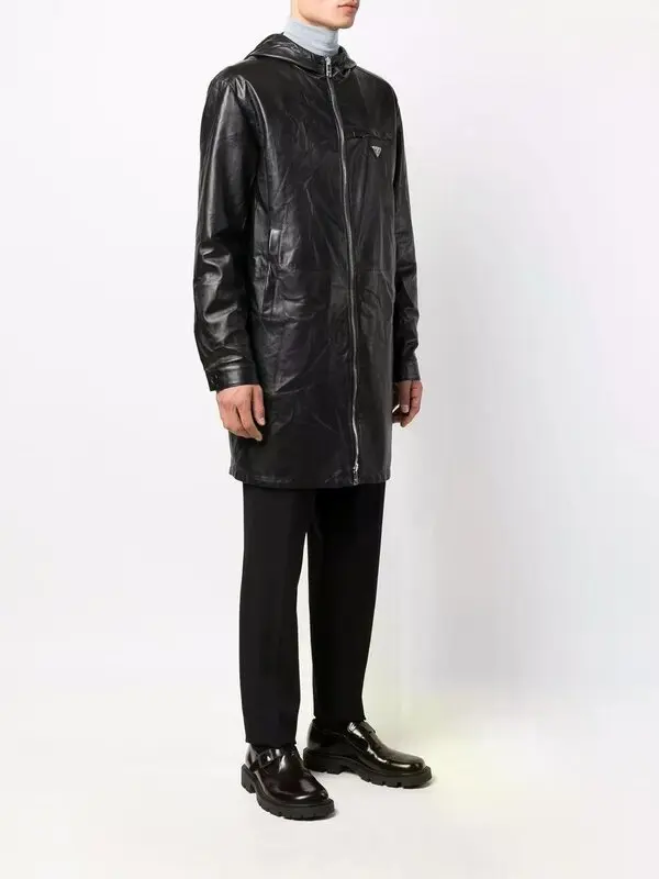 Prada Zip-fastening Leather Coat