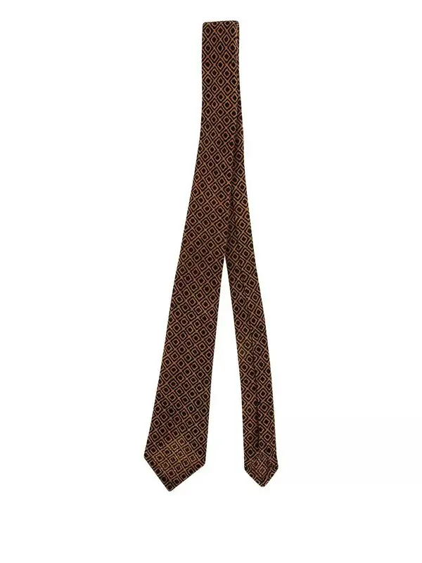 PETRONIUS 1926 Geometric-pattern Wool Neck Tie - Brown
