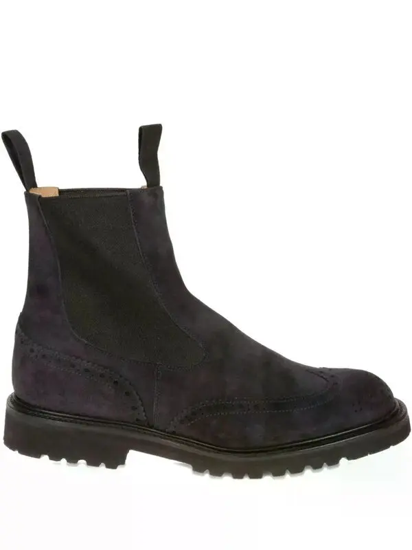 TRICKER'S Suede Chelsea Boots With Elasticated Panelling - Blue