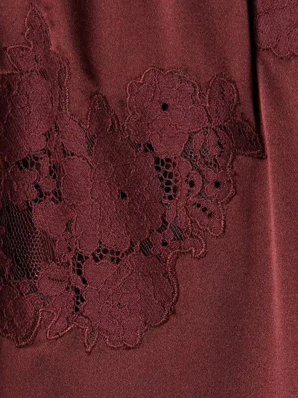 DÔEN Lavon Lace-trimmed Silk-satin Wide-leg Pants - Brown