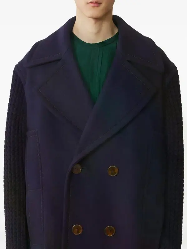 LANVIN Virgin Wool Double-breasted Coat - Blue