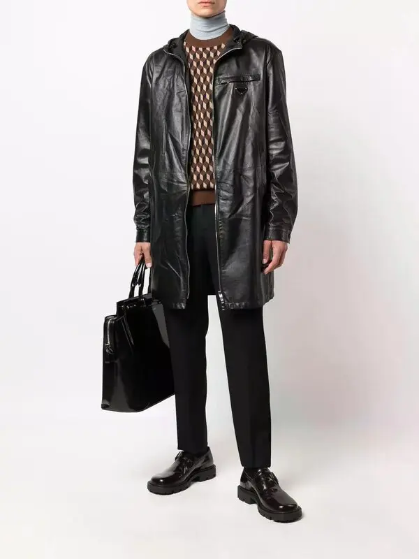 Prada Zip-fastening Leather Coat