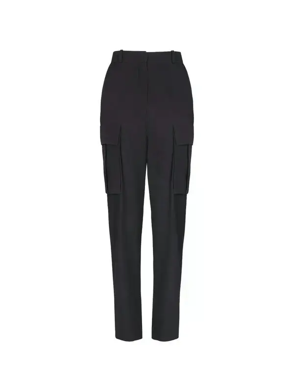 Balmain Cargo-pockets Wool Straight Trousers - Black