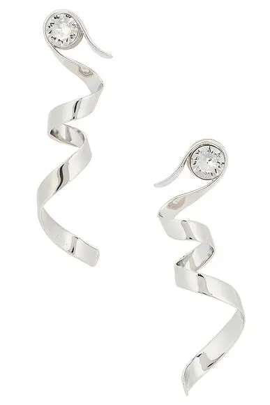 Dries Van Noten Ribbon Dangle Earrings - Silver