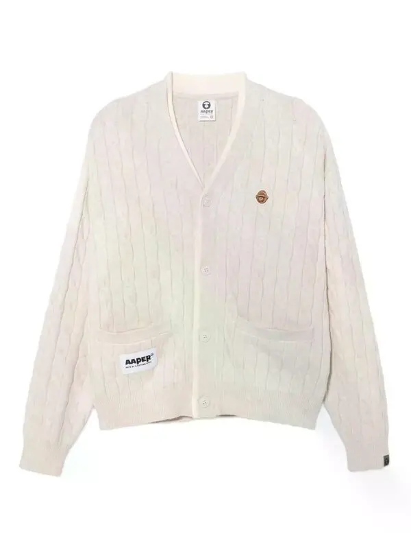 AAPE BY *A BATHING APE Logo-embroidered Cardigan - Neutrals