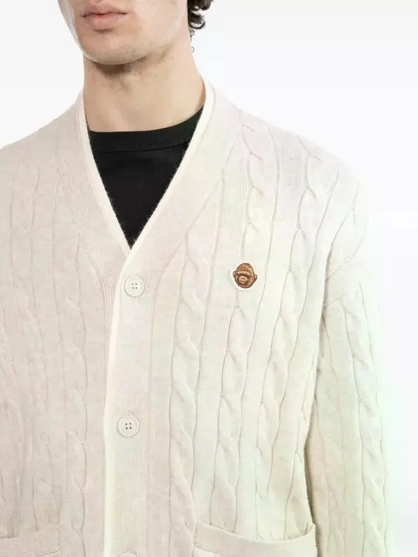 AAPE BY *A BATHING APE Logo-embroidered Cardigan - Neutrals
