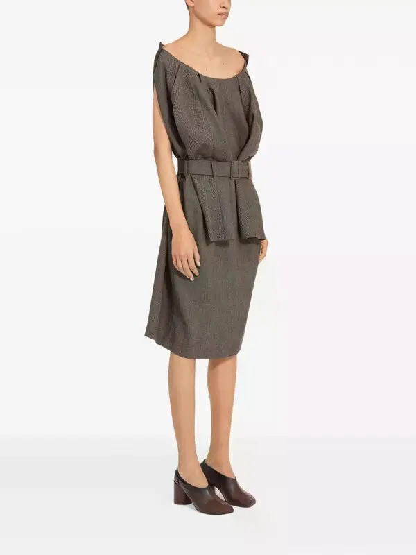 MAISON MARGIELA Virgin Wool Off-shoulder Dress - Grey