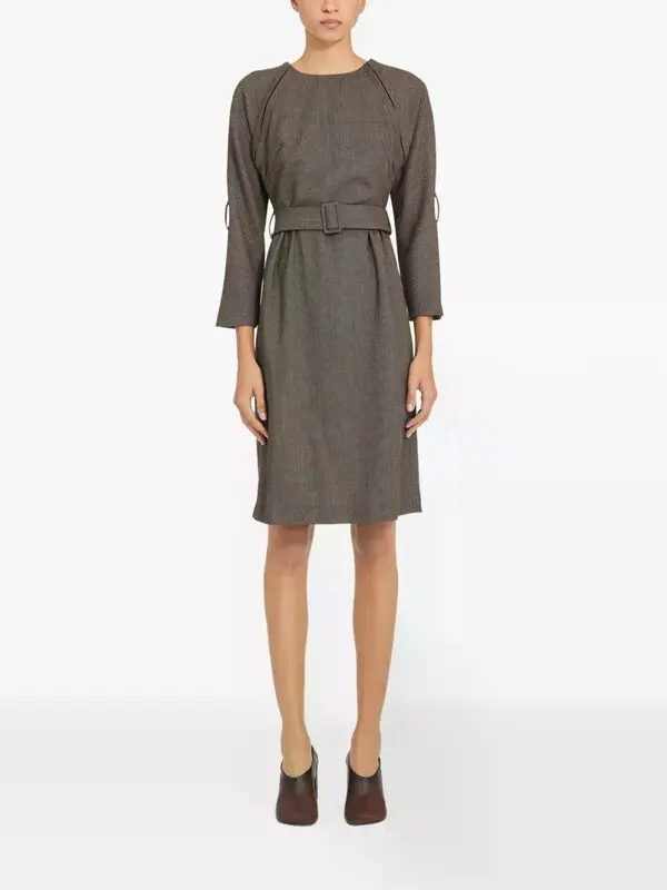 MAISON MARGIELA Virgin Wool Off-shoulder Dress - Grey