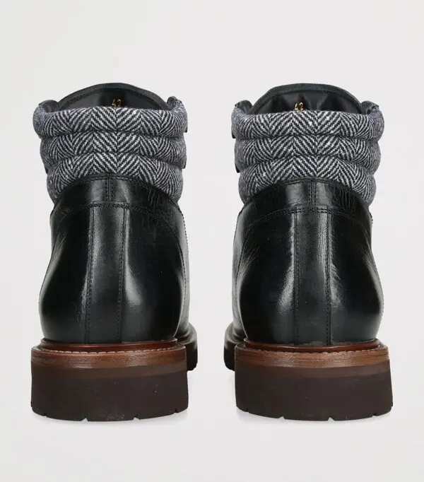 Brunello Cucinelli Leather Mountain Boots With Wool-cashmere Trim