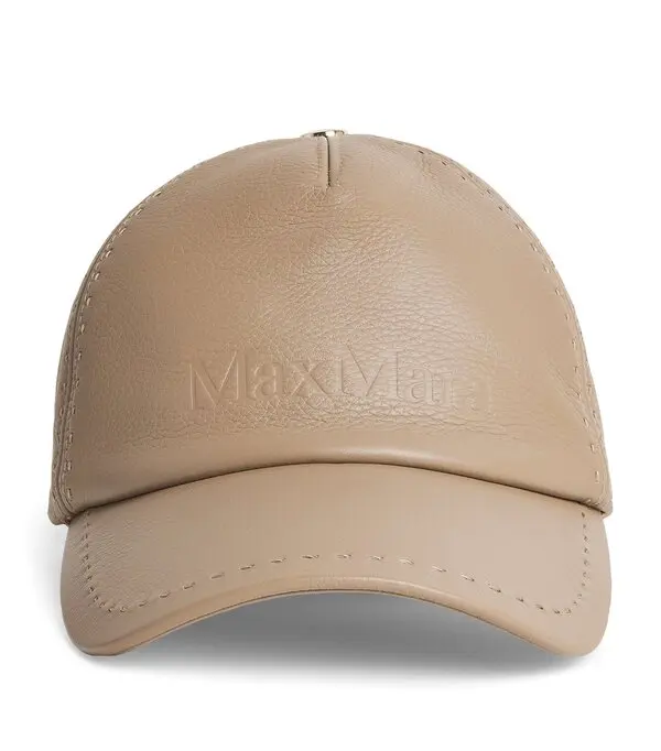 Max Mara Leather Baseball Cap - Brown