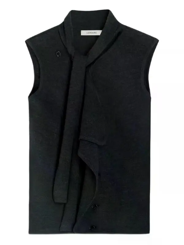 LEMAIRE Tie-neck Sleeveless Cardigan - Grey