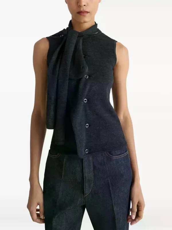 LEMAIRE Tie-neck Sleeveless Cardigan - Grey