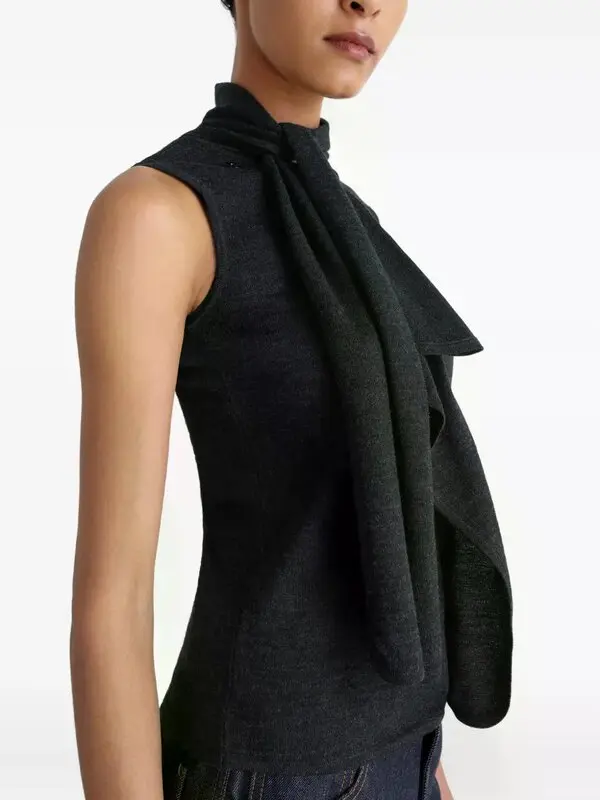 LEMAIRE Tie-neck Sleeveless Cardigan - Grey