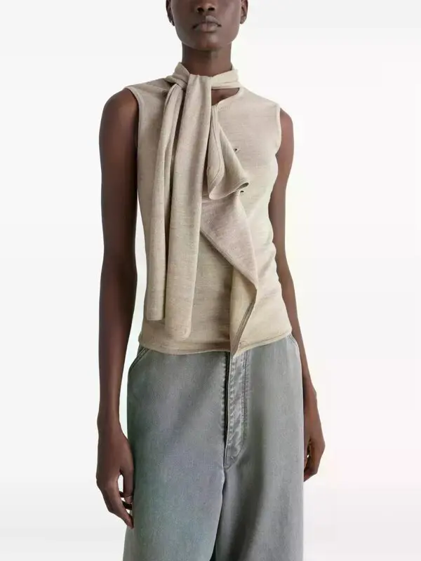 LEMAIRE Tie-neck Asymmetrical Knitted Top