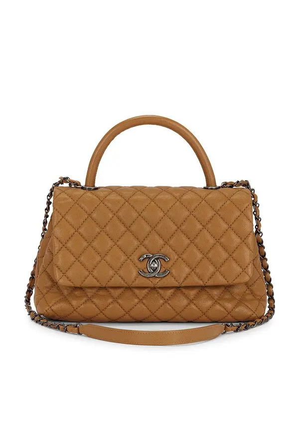 Chanel Caviar Coco Top Handle Bag - Camel