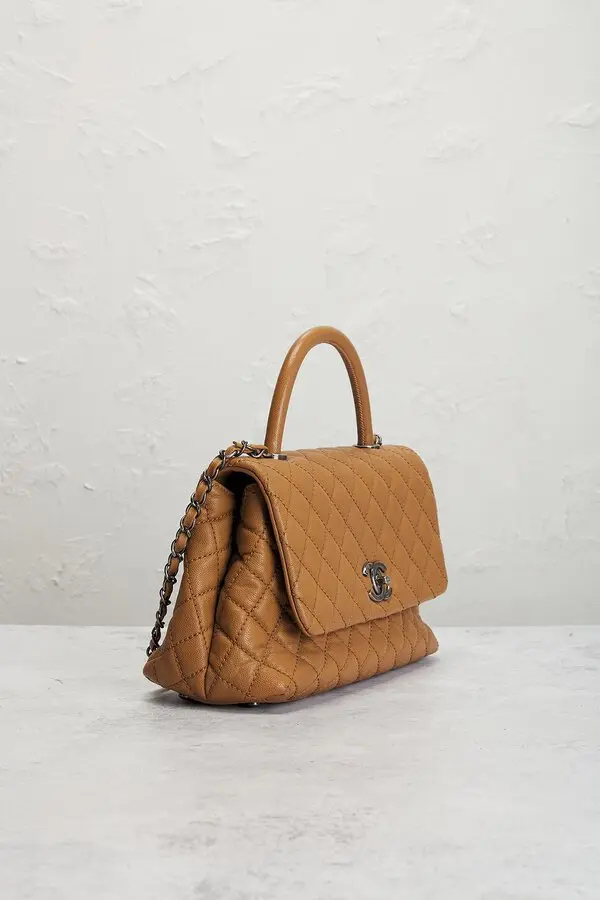Chanel Caviar Coco Top Handle Bag - Camel