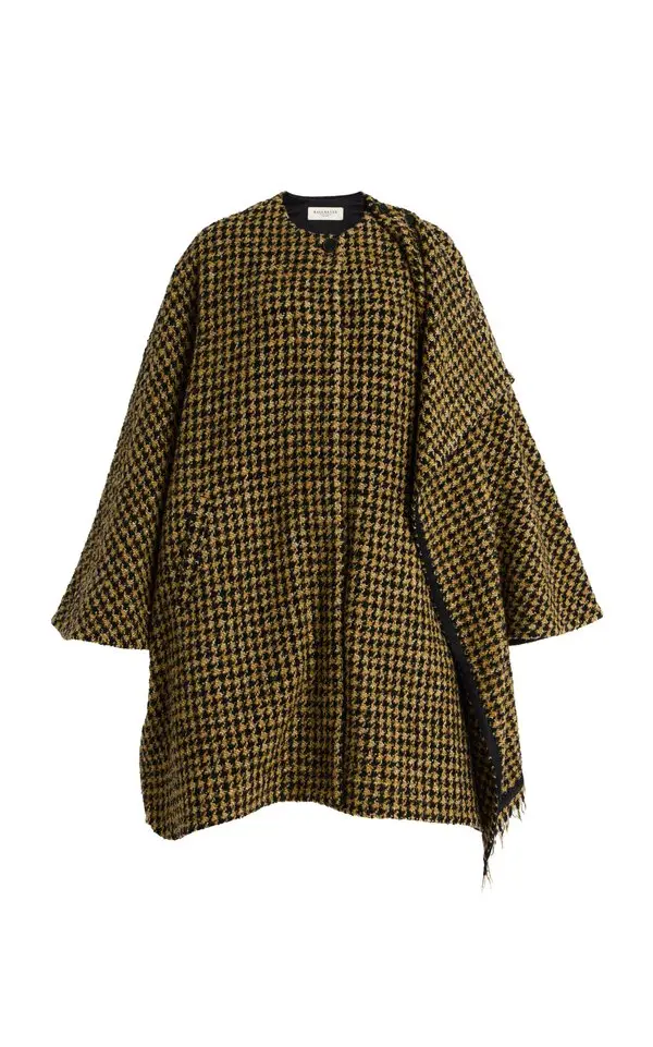 KALLMEYER Navi Houndstooth Wool-blend Cape Jacket
