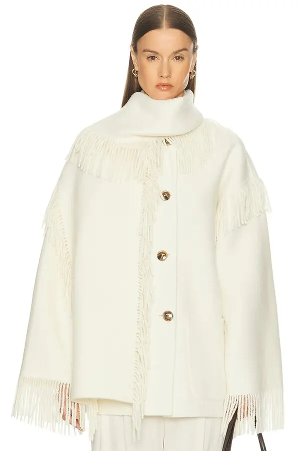 TOTEME Fringed Scarf Jacket - Winter White