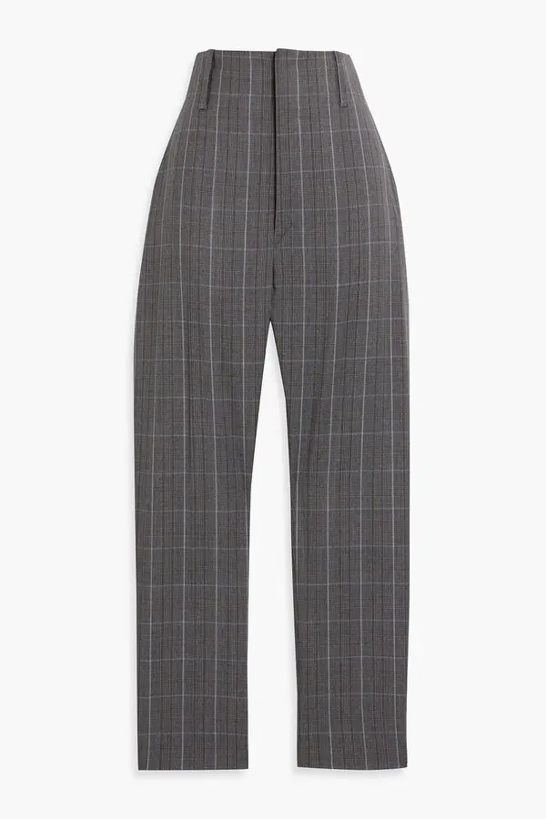 MARANT ETOILE Noah Cropped Prince Of Wales Checked Wool Tapered Pants - Anthracite