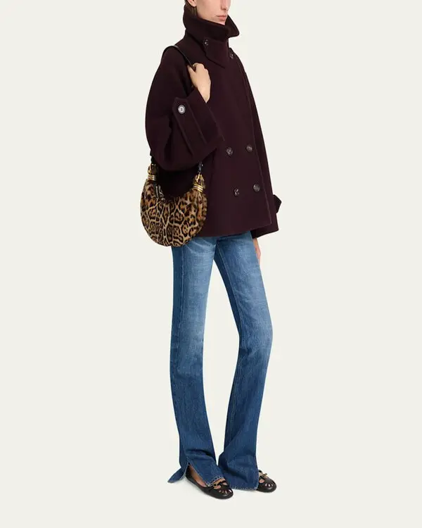 Chloé Bracelet Hobo Bag In Leopard-print Shearling