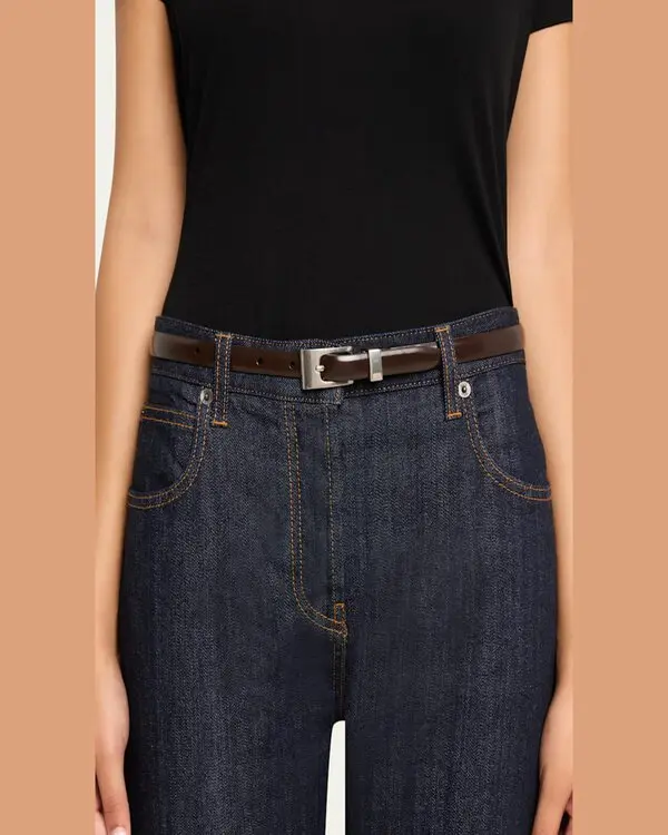 THE ROW Downtown Slim Leather Belt - Brown
