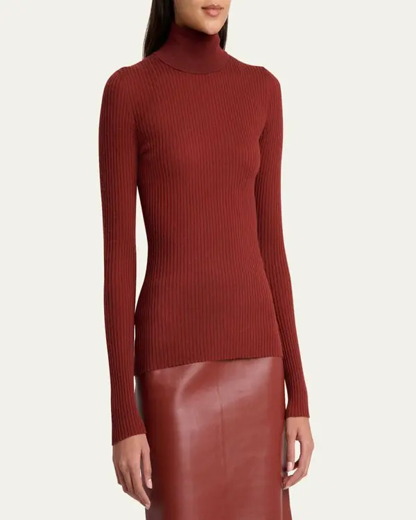 Gabriela Hearst Peppe Cashmere Silk Turtleneck Sweater - Burnt Sienna