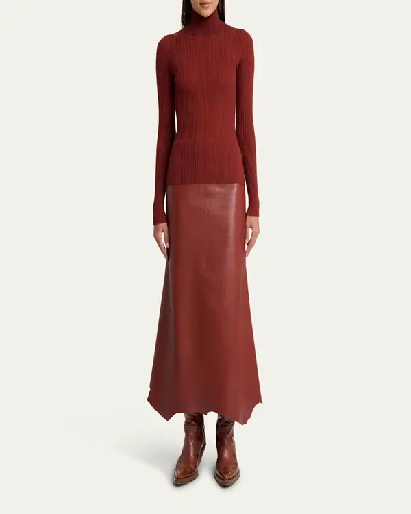 Gabriela Hearst Peppe Cashmere Silk Turtleneck Sweater - Burnt Sienna
