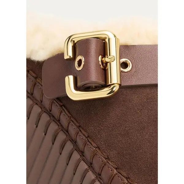 Chloé Nama Suede Shearling-lined Platform Clogs - Sharp Brown