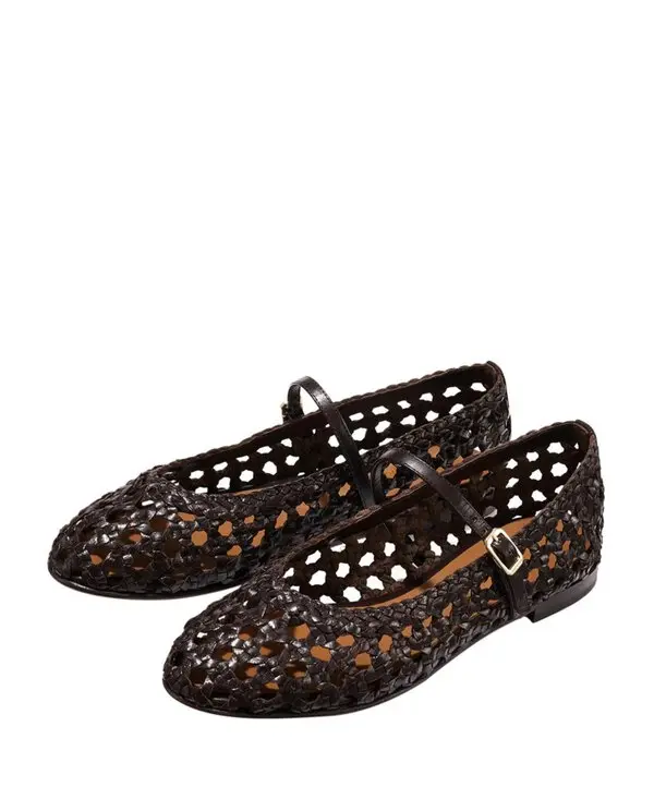 MARGAUX LONNBERG The Woven Demi Jane Flats - Espresso Leather