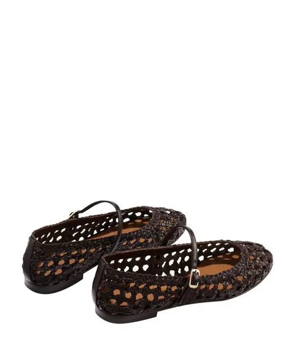 MARGAUX LONNBERG The Woven Demi Jane Flats - Espresso Leather