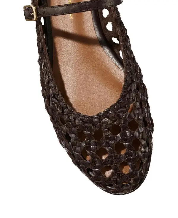 MARGAUX LONNBERG The Woven Demi Jane Flats - Espresso Leather