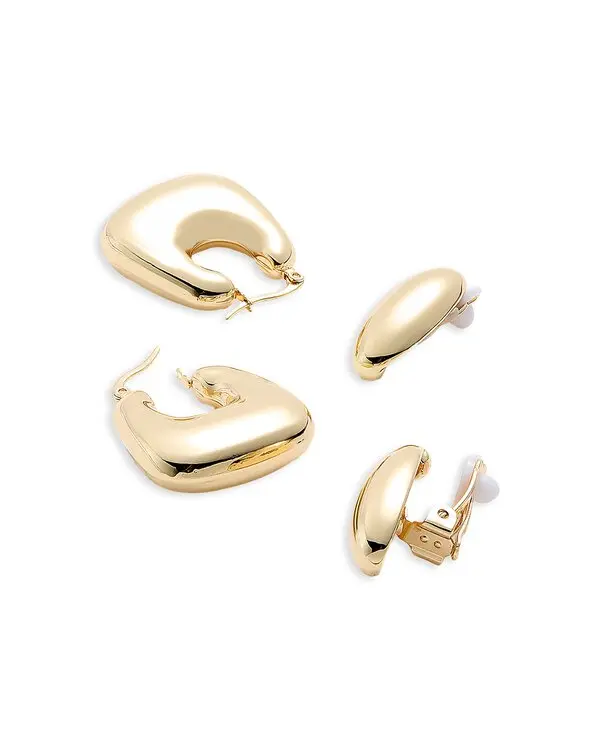 Aqua Square Hoop & Clip On Stud Earring Set