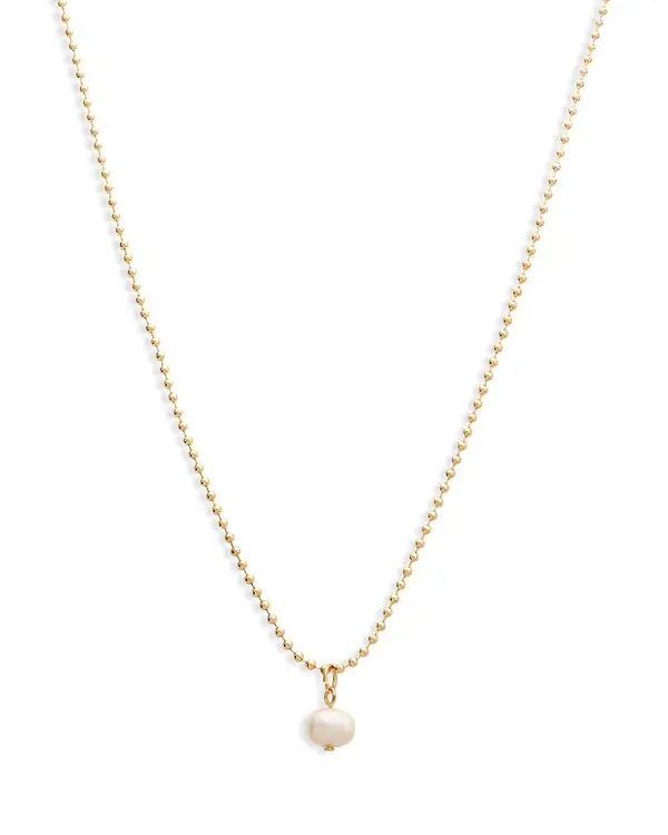 Aqua Cultured Freshwater Pearl Pendant Necklace - Gold