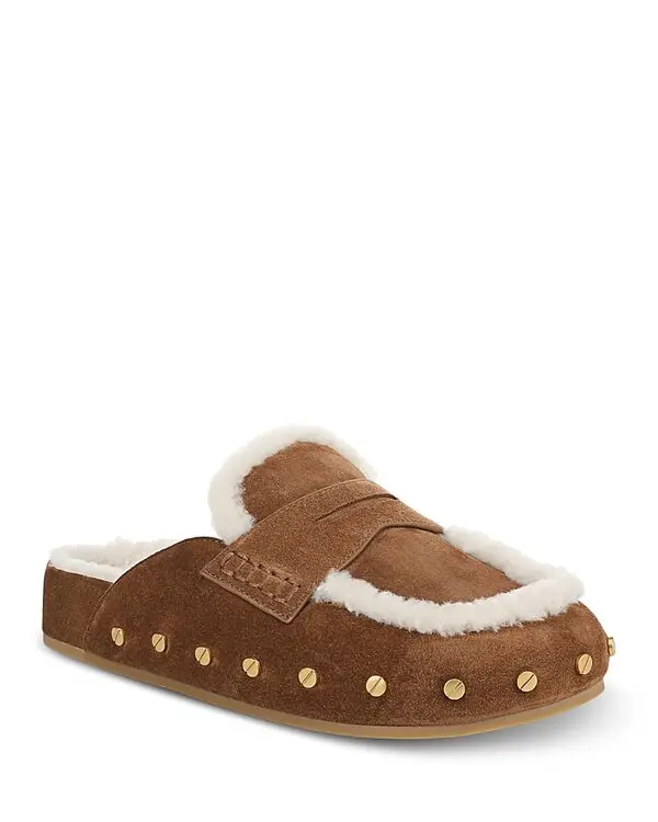 Veronica Beard Fenix Shearling Clogs - Hazelwood