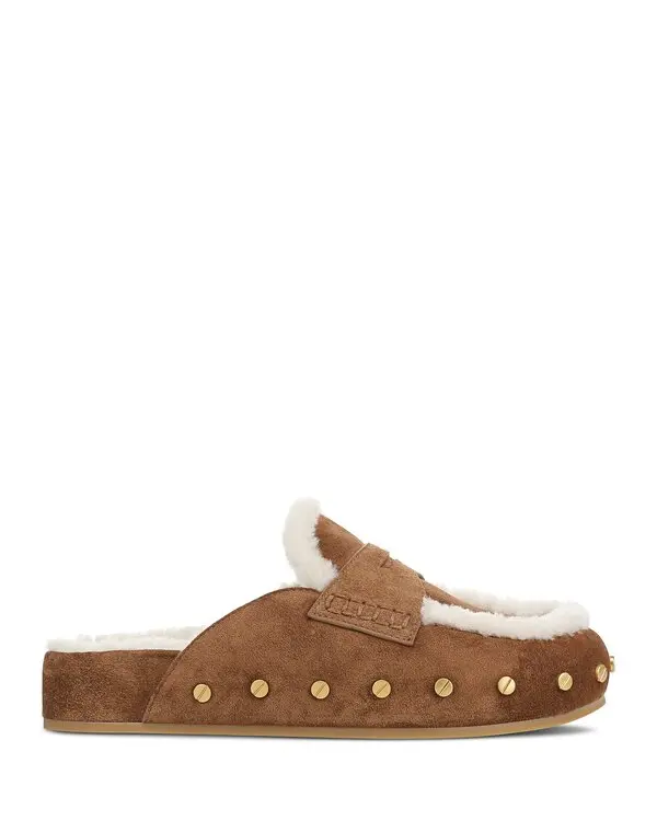 Veronica Beard Fenix Shearling Clogs - Hazelwood