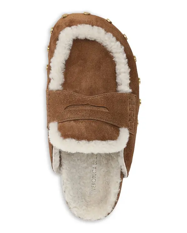 Veronica Beard Fenix Shearling Clogs - Hazelwood
