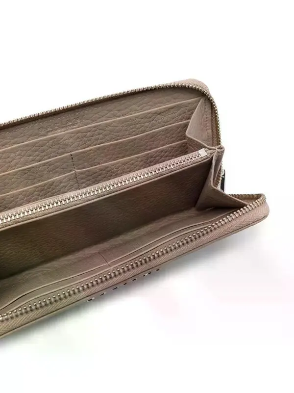 Orciani Grained Leather Zip-around Wallet - Neutrals