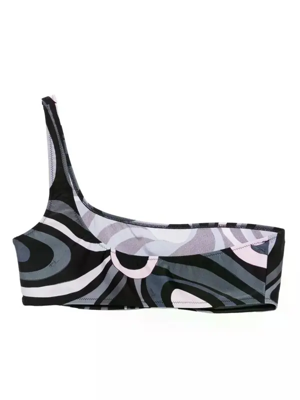 Emilio Pucci Graphic-print One-shoulder Bikini Top - Black