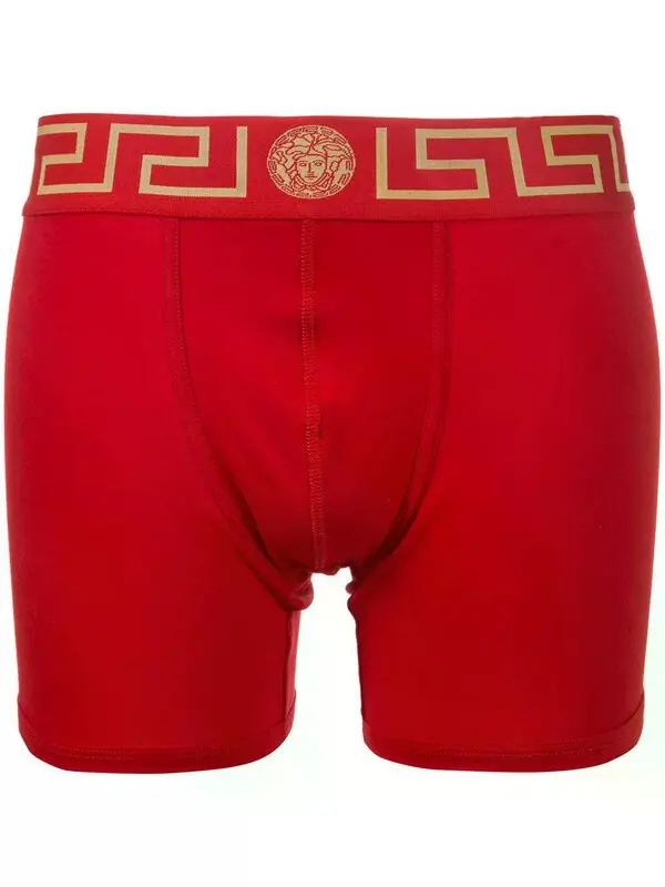 Versace Greca Border Long Boxers - Red