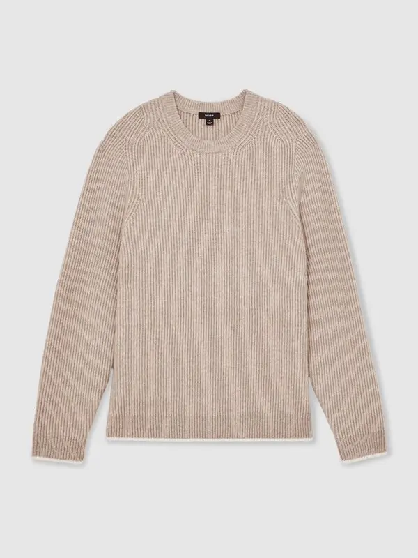 REISS Crammond Brushed Rib-knit Jumper - Oatmeal Brown