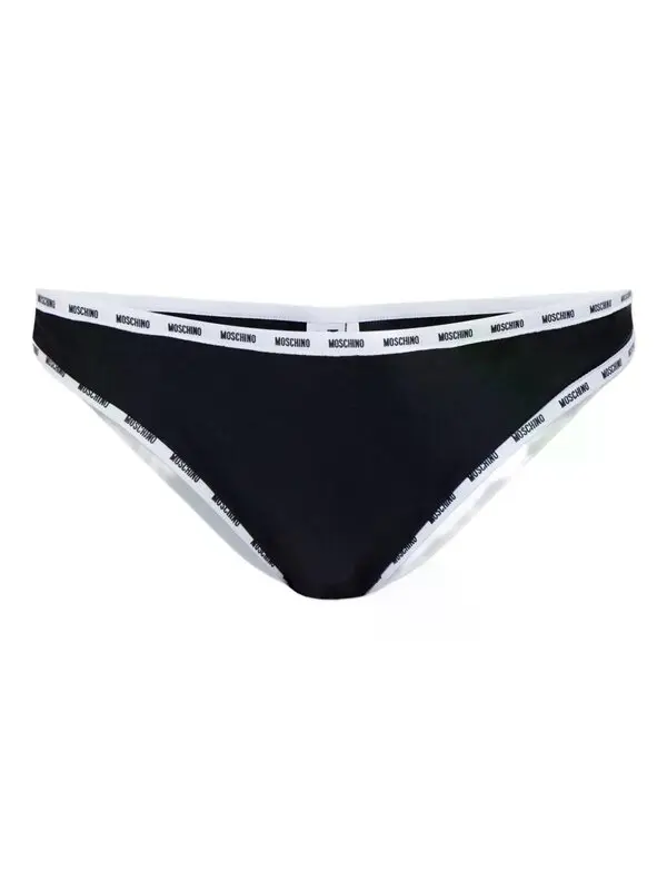 Moschino Logo-trim Bikini Bottoms - Black