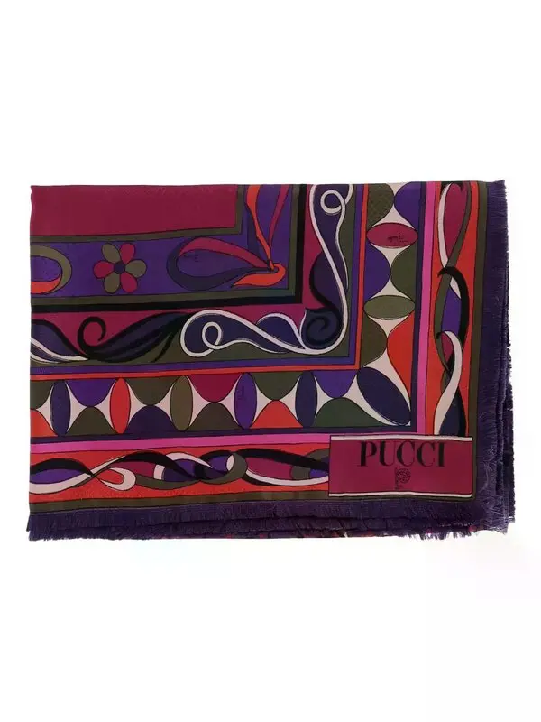 Emilio Pucci Geometric-print Frayed Scarf