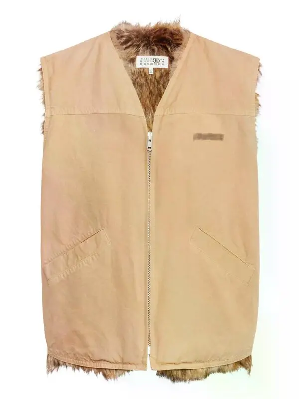 MAISON MARGIELA Faux Fur-trimmed Vest - Neutrals