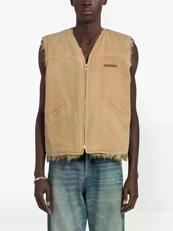 MAISON MARGIELA Faux Fur-trimmed Vest - Neutrals