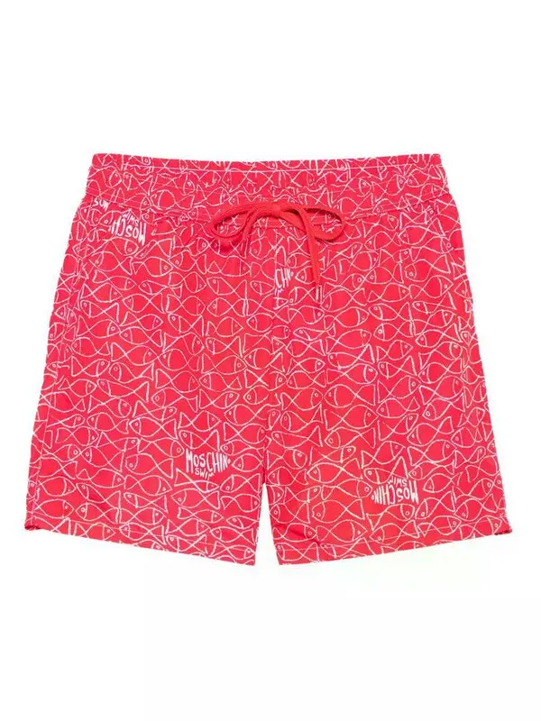 Moschino Fish-print Swim Shorts - Red