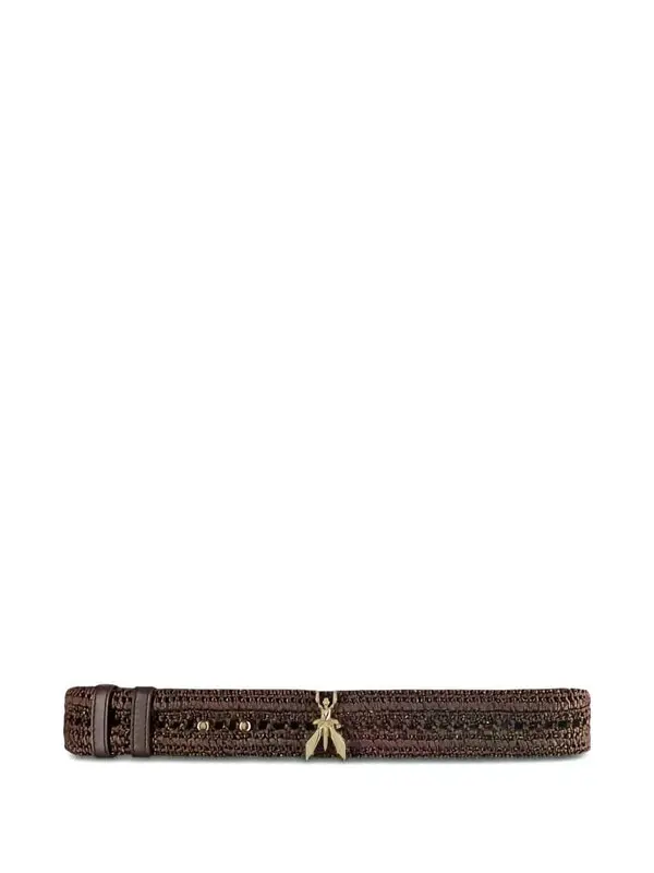 Patrizia Pepe Woven Low-waisted Belt With Charm - Brown