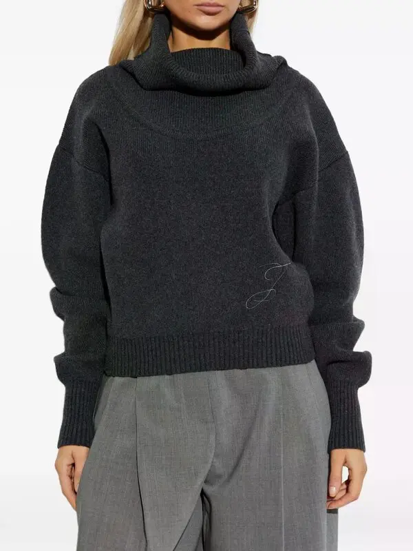 Jacquemus Embroidered Turtleneck Sweater - Grey